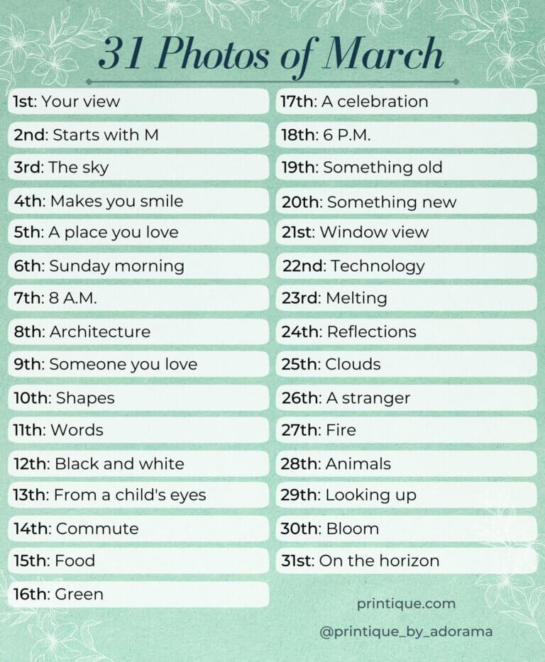 A Photo a Day: March Edition - Printique, An Adorama Company