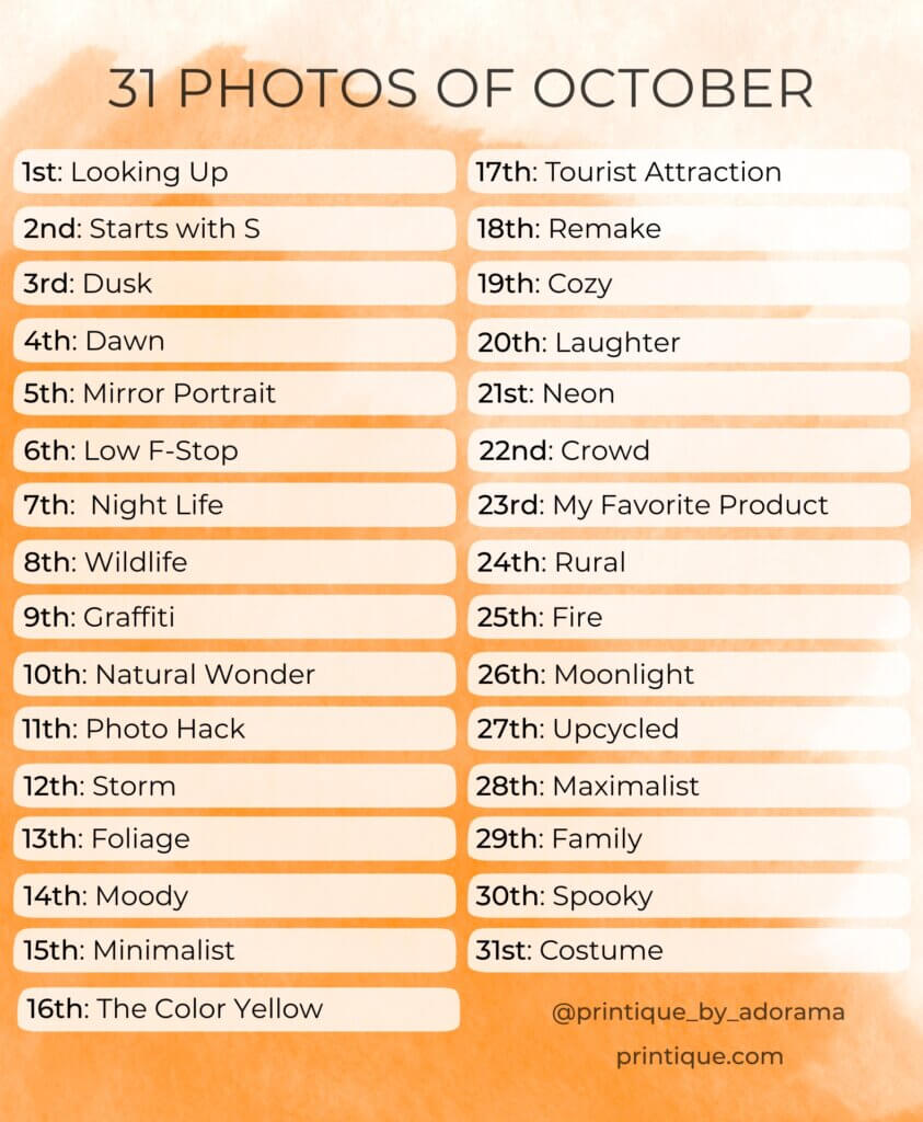 A Photo A Day: October Edition - Printique, An Adorama Company