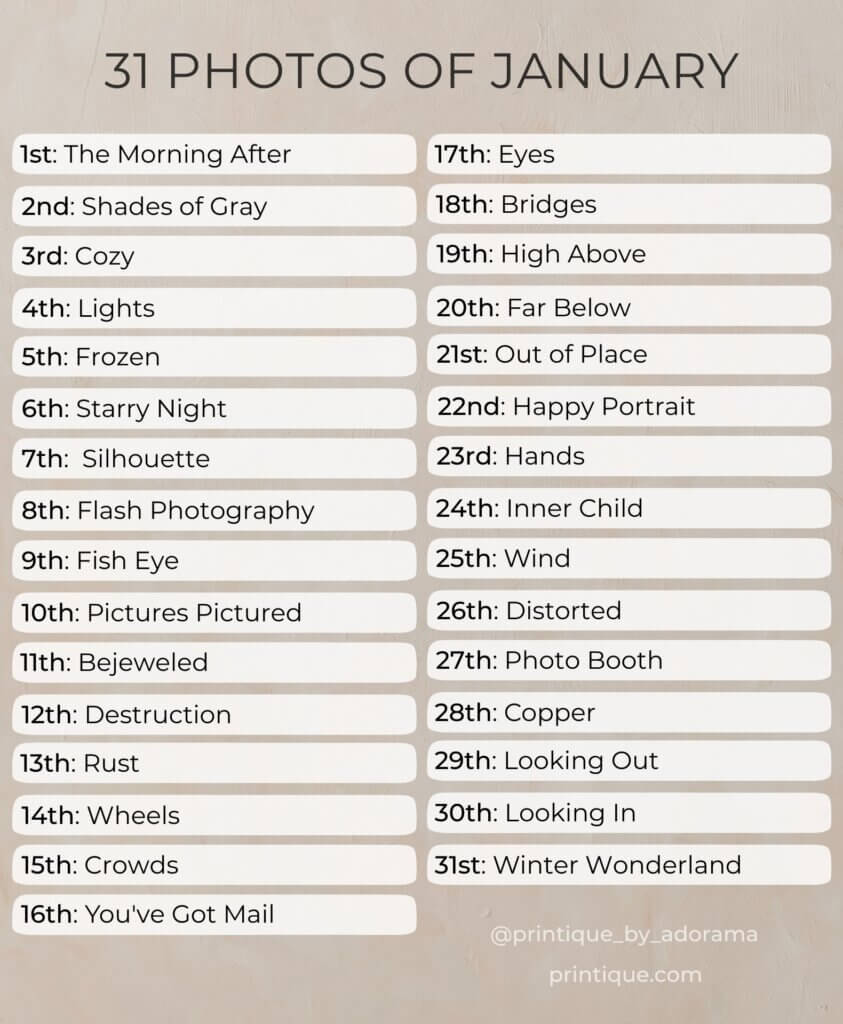 A Photo A Day: January Edition - Printique, An Adorama Company